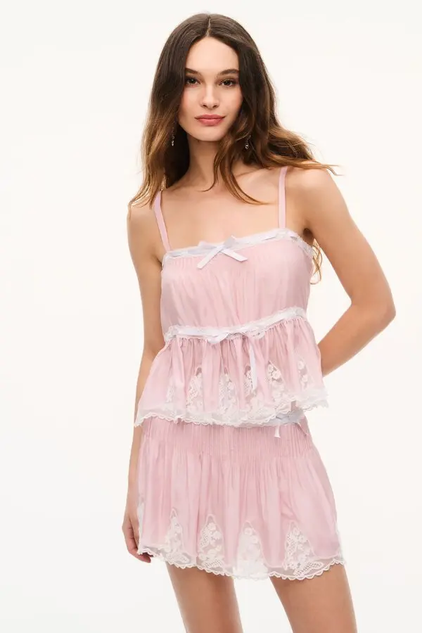 LoveShackFancy Vesperine Silk Habotai Camisole - Black