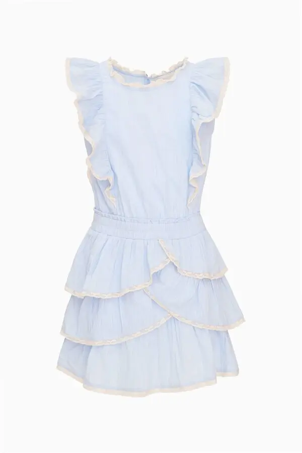 LoveShackFancy Tween Blue Cotton Decker Dress