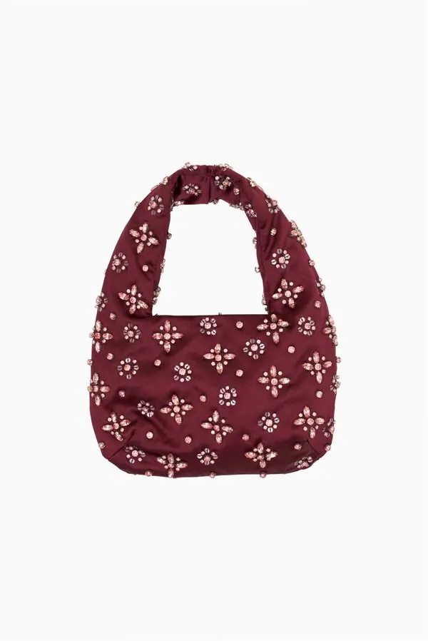 LoveShackFancy Serina Satin Rhinestone Mini Bag - Pink