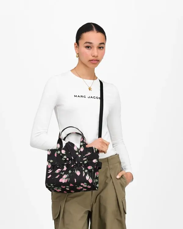 Marc Jacobs Tote Bag In Vintage Floral Canvas With Oversized Bow