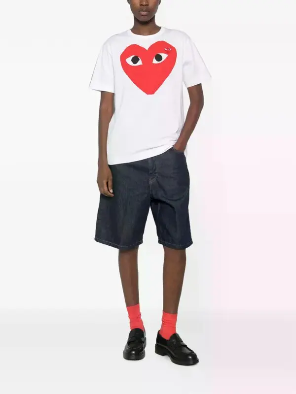 Play Comme Des Garcon Heart-print Logo-patch T-shirt