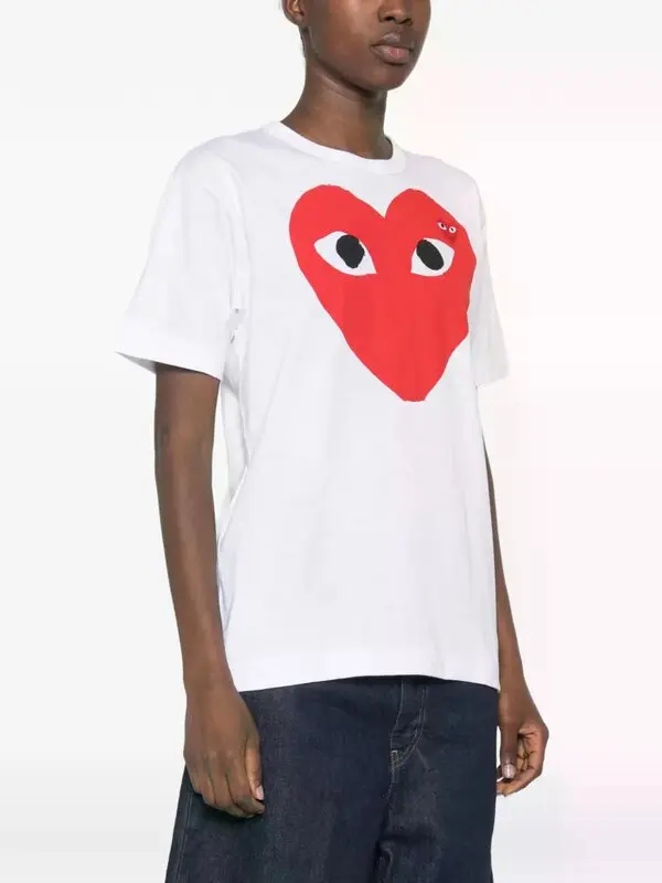 Play Comme Des Garcon Heart-print Logo-patch T-shirt