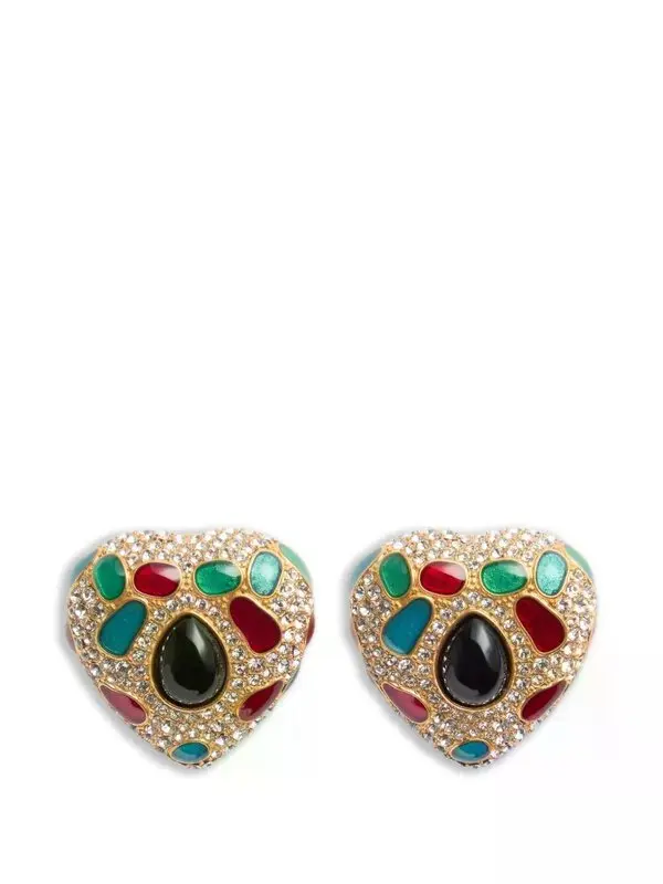 Valentino Garavani Coeur Royal Metal, Enamel And Swarovski® Crystal Earrings - Gold