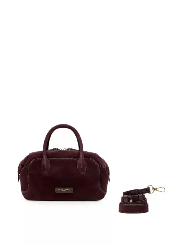 GIANNI CHIARINI Medium Gemma Logo-plaque Suede Satchel Bag