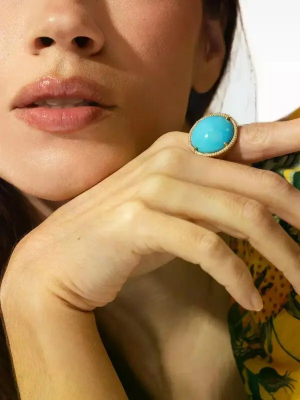 Irene Neuwirth Turquoise And Diamond Ring - Gold