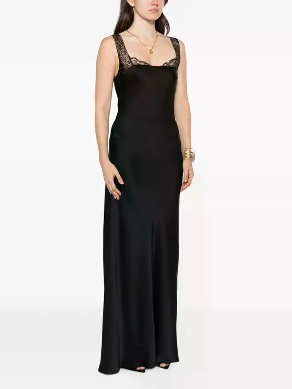 FORTE_FORTE Lace-trimmed Satin Maxi Dress