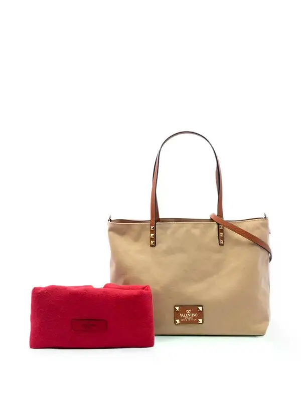 Valentino Garavani Canvas Rockstud Glam Lace Reversible Tote Satchel