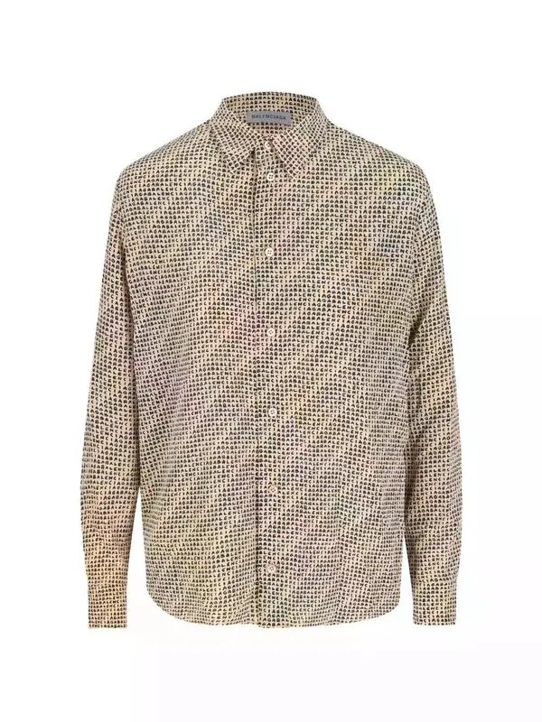 Balenciaga Monogram Shirt In Beige/black - Neutrals