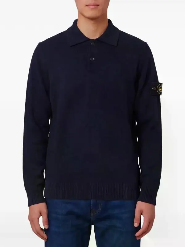 Stone Island Logo-patch Virgin Wool Polo Shirt