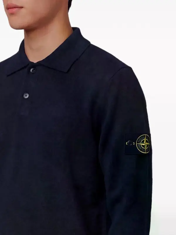 Stone Island Logo-patch Virgin Wool Polo Shirt
