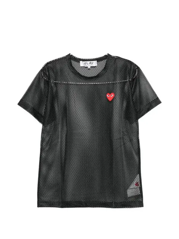 Play Comme Des Garcon Heart-patch Mesh T-shirt