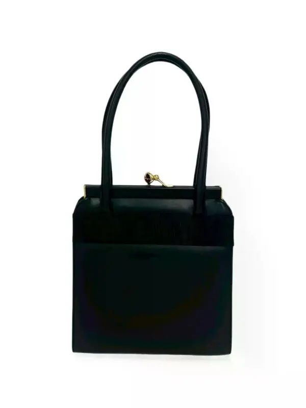 FERRAGAMO 20th Century Leather Vara Kiss Lock Satchel