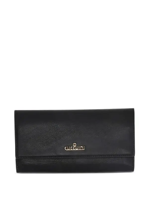 GIANNI CUCCUINI Logo-plaque Foldover Wallet - Black