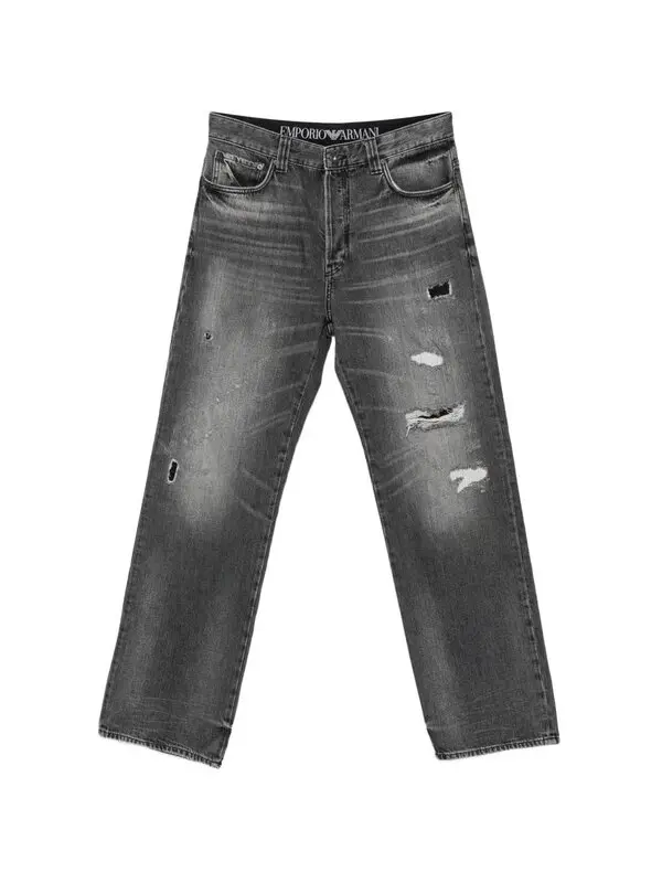 Emporio Armani Distressed Faded-effect Jeans - Grey
