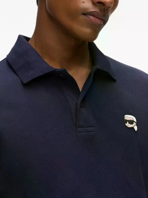 Karl Lagerfeld Ikon Striped-sleeve Cotton Polo Shirt