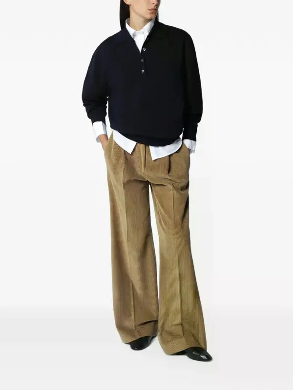 RÓHE Merino Wool Polo Sweater - Blue
