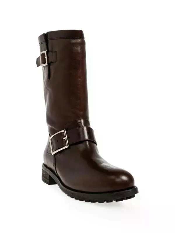JIMMY CHOO Biker Mid Buckle-strap Boots - Brown