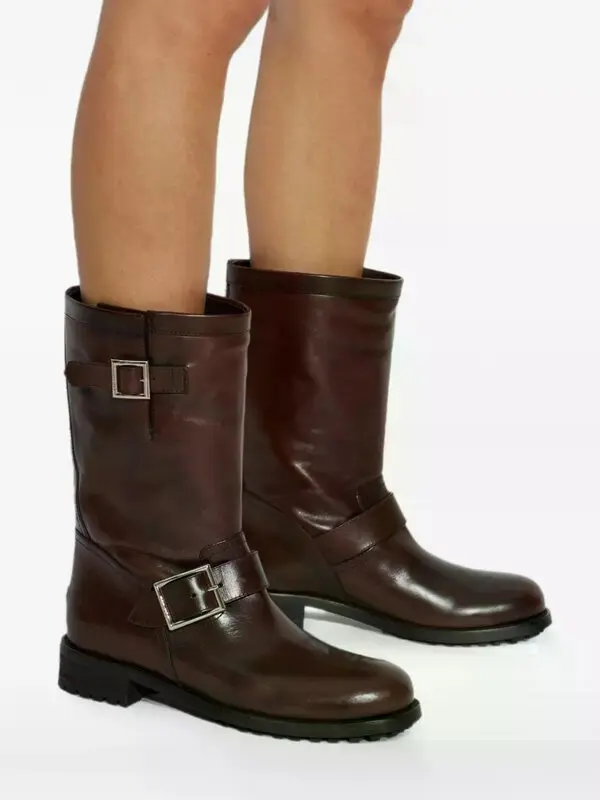 JIMMY CHOO Biker Mid Buckle-strap Boots