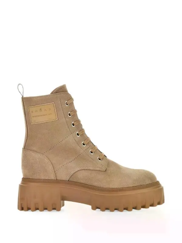 Hogan Lace-up Suede Boots With Side Zip