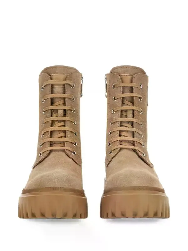 Hogan Lace-up Suede Boots With Side Zip