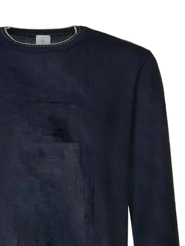 Eleventy Crew Neck Wool Sweater With Contrast Trim