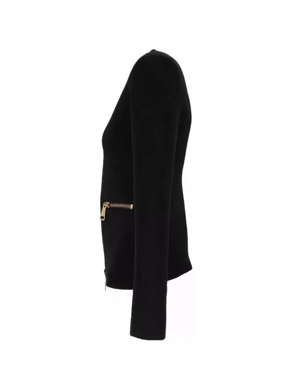 Elisabetta Franchi Cardigan In Knit Fabric With Zip Closure - Black