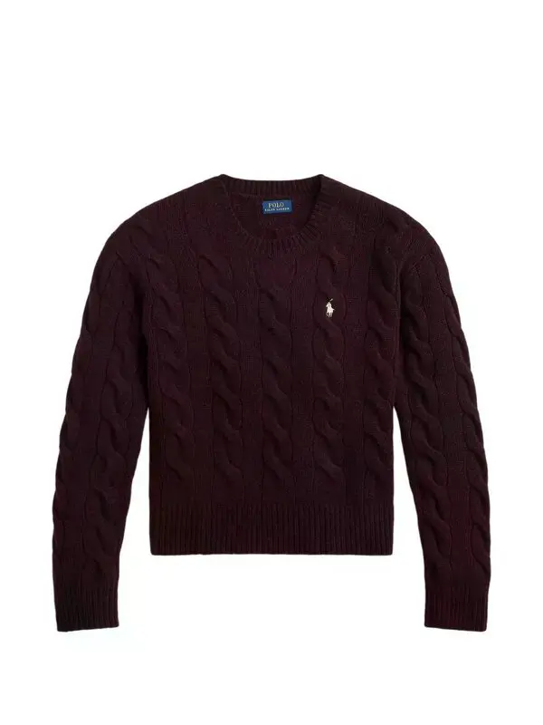 Polo Ralph Lauren Cable-knit Embroidered-logo Sweater - Purple
