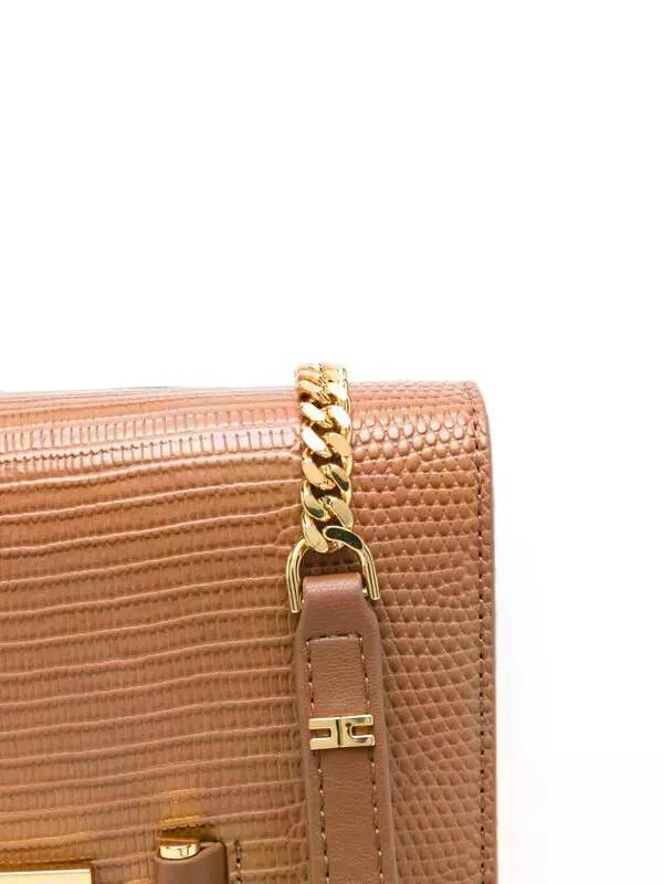 Elisabetta Franchi Reptile-effect Logo-plaque Clutch Bag