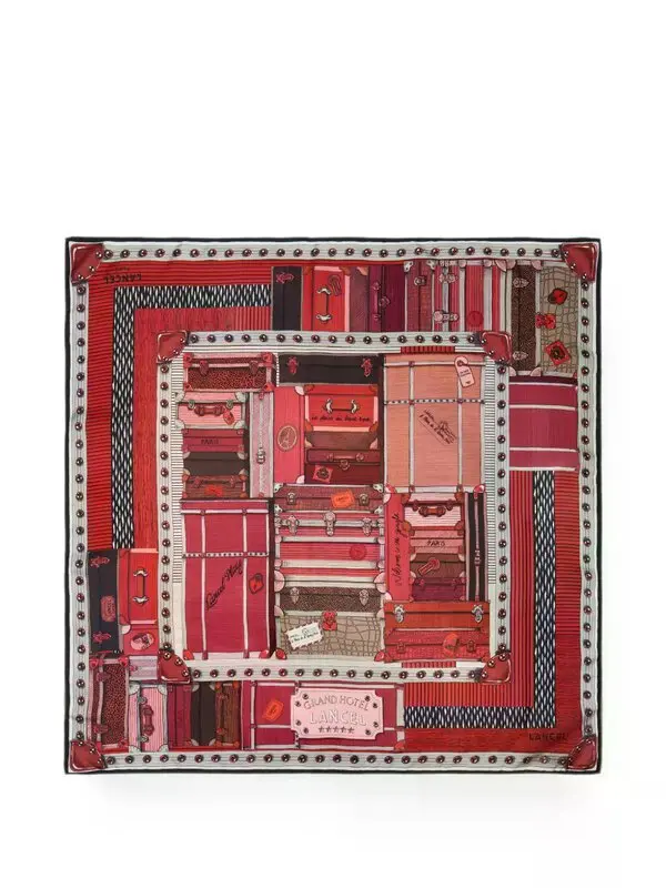 LANCEL Grand Hotel Silk Scarf - Red