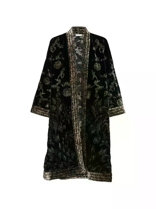 PIERRE-LOUIS MASCIA Floral-print Velvet-effect Coat