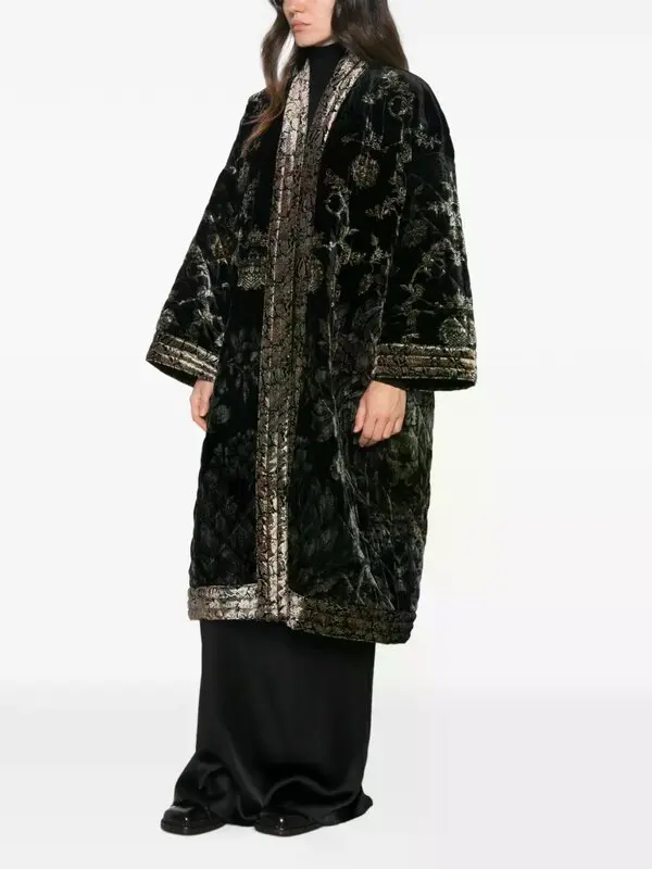 PIERRE-LOUIS MASCIA Floral-print Velvet-effect Coat