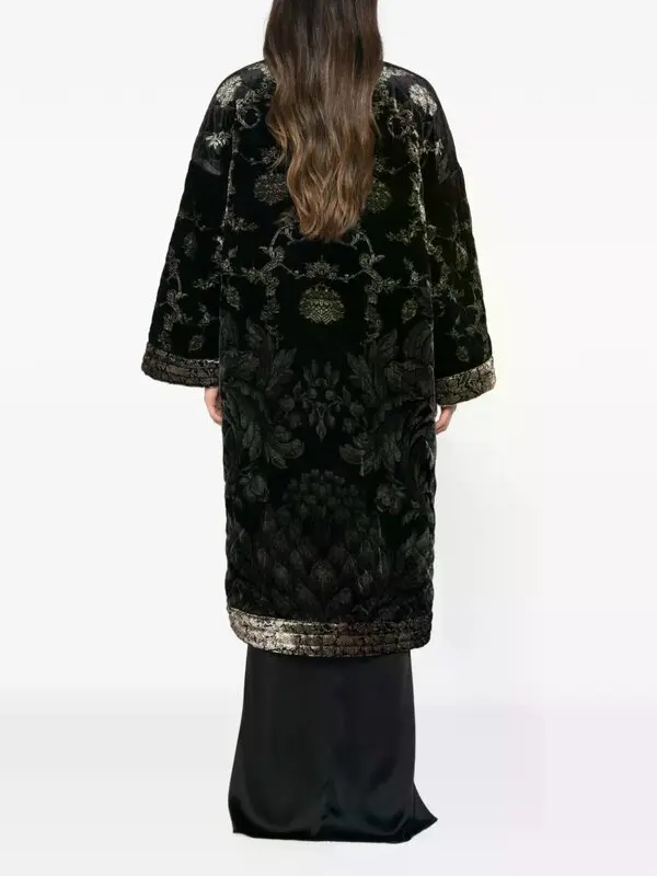 PIERRE-LOUIS MASCIA Floral-print Velvet-effect Coat