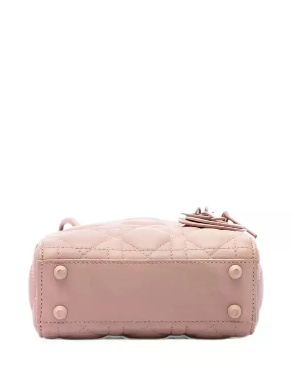 Dior 2019 Micro Ultra Matte Calfskin Cannage Lady Satchel - Pink