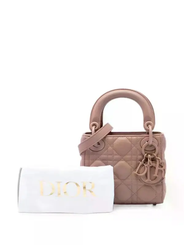 Dior 2019 Micro Ultra Matte Calfskin Cannage Lady Satchel - Pink