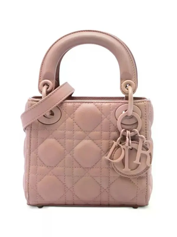 Dior Micro Ultra Matte Calfskin Cannage Lady Satchel - Pink