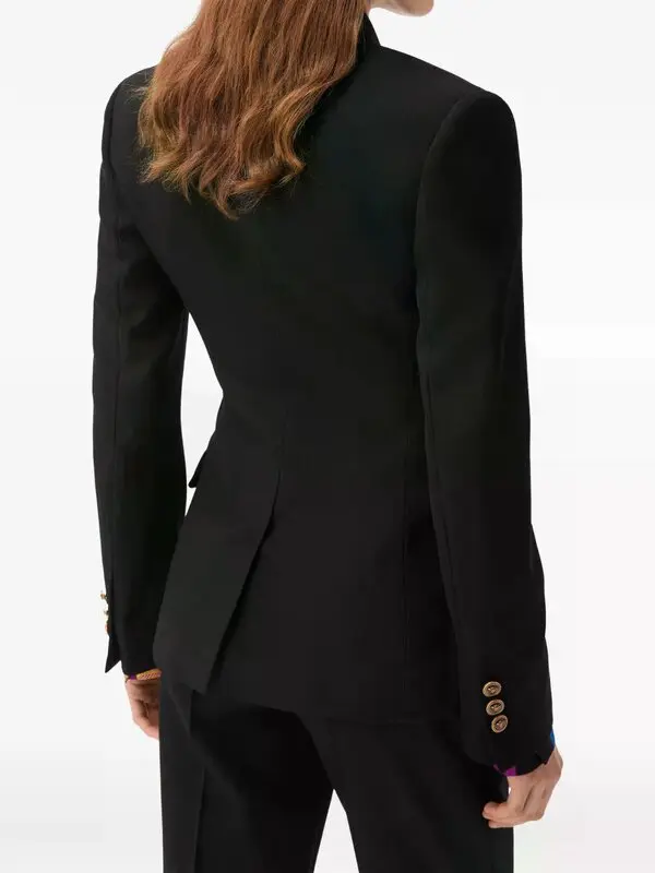 Versace Wool Grain De Poudre Double-breasted Blazer With Medusa Buttons