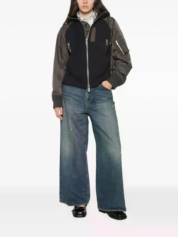 Sacai Panelled Hooded Zip-up Jacket
