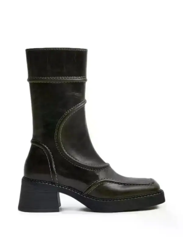 MIISTA Malene Leather Contrast-stitched Boots