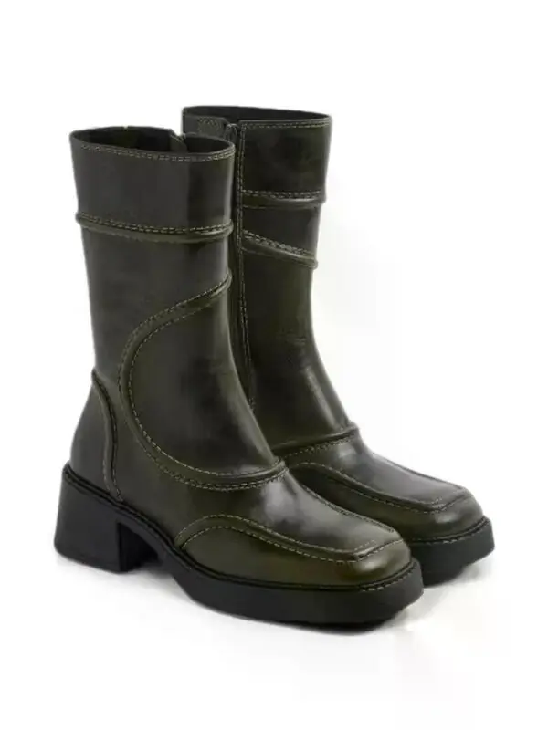 MIISTA Malene Leather Contrast-stitched Boots