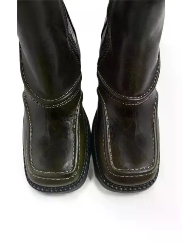 MIISTA Malene Leather Contrast-stitched Boots