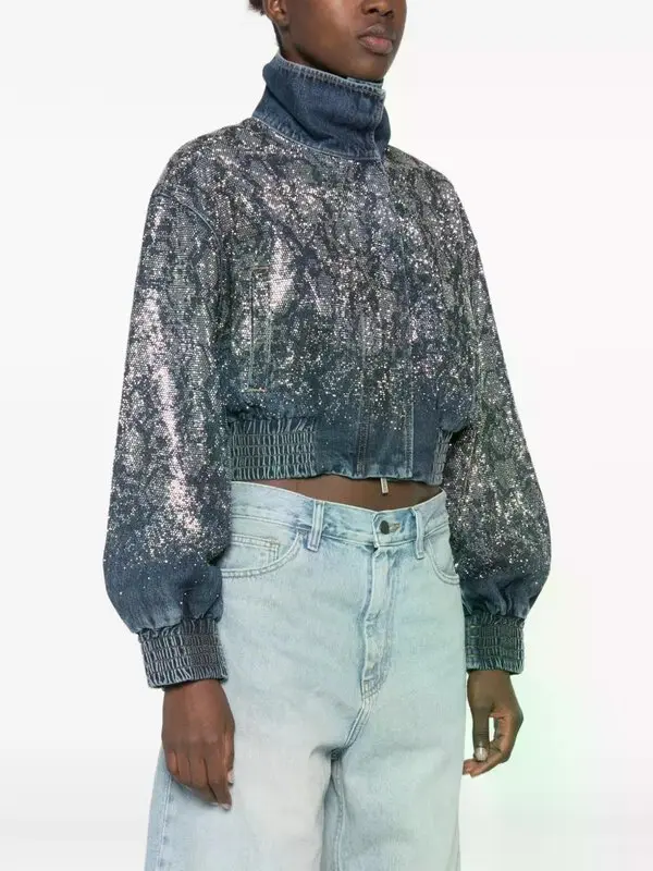 Liu Jo Sequined High Neck Denim Jacket