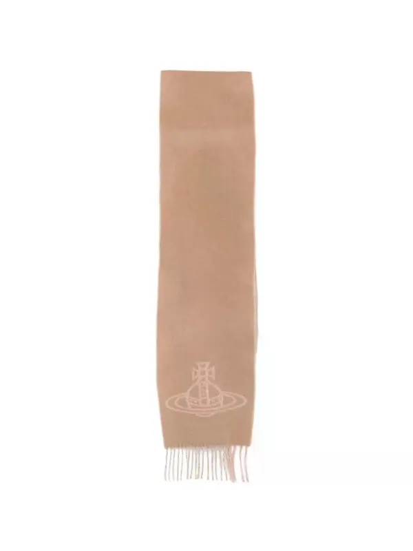 VIVIENNE WESTWOOD Orb-motif Fringed Scarf - Neutrals