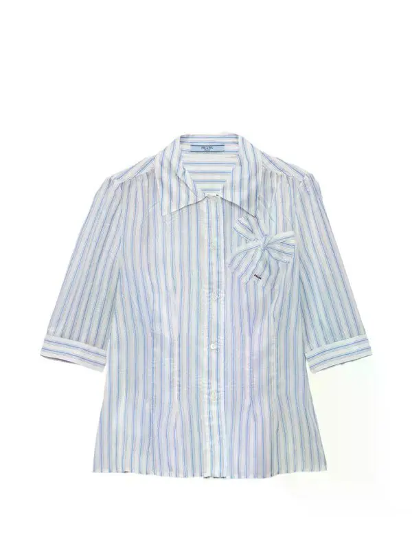 Prada Striped Shirt With Bow Detail