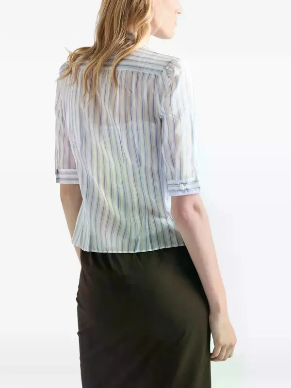 Prada Striped Shirt With Bow Detail
