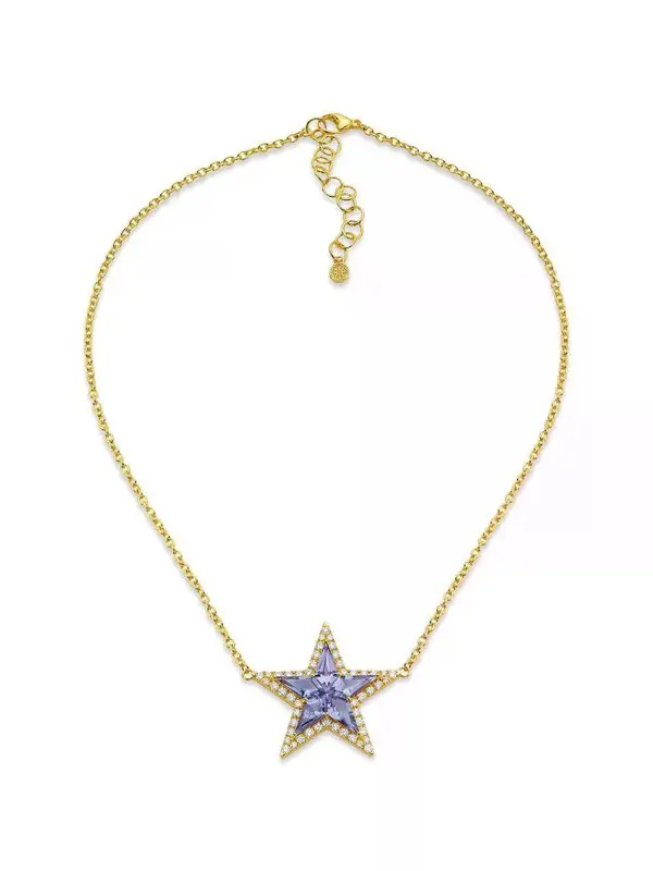 BUDDHA MAMA Star Pendant Necklace With Tanzanite And Diamonds - Gold