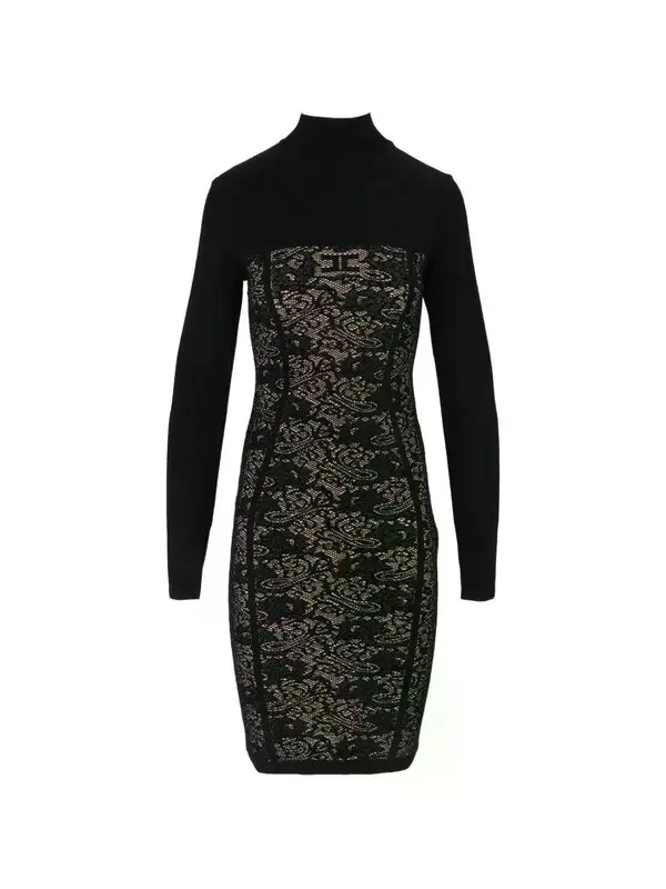 Elisabetta Franchi Lace-panelled High-neck Mini Dress
