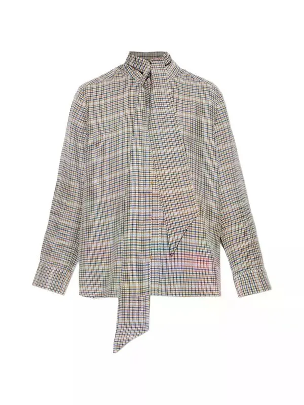 Munthe Check-pattern Tie-neck Long-sleeve Shirt