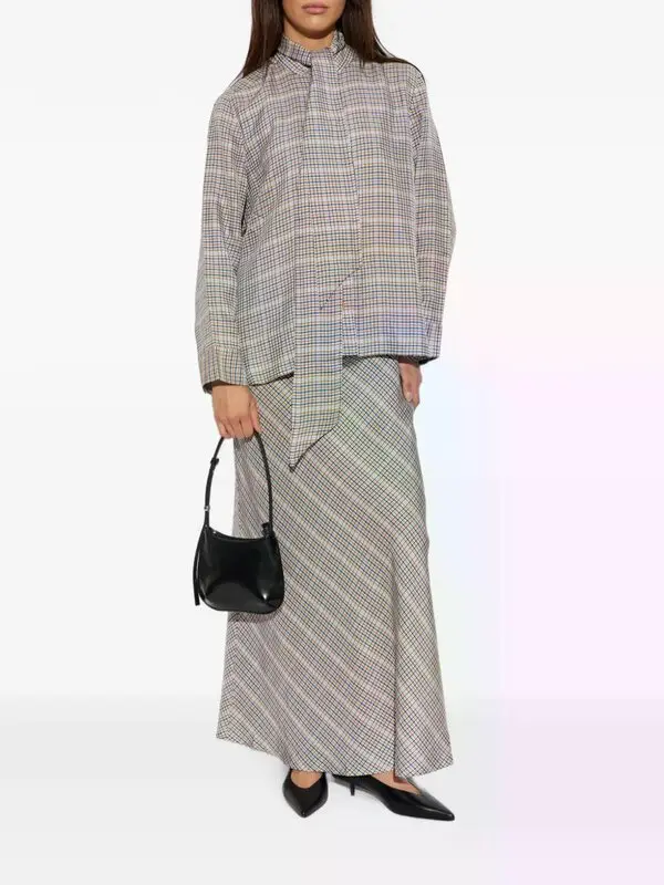 Munthe Check-pattern Tie-neck Long-sleeve Shirt