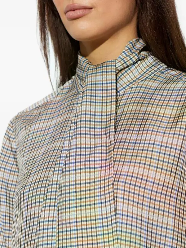 Munthe Check-pattern Tie-neck Long-sleeve Shirt