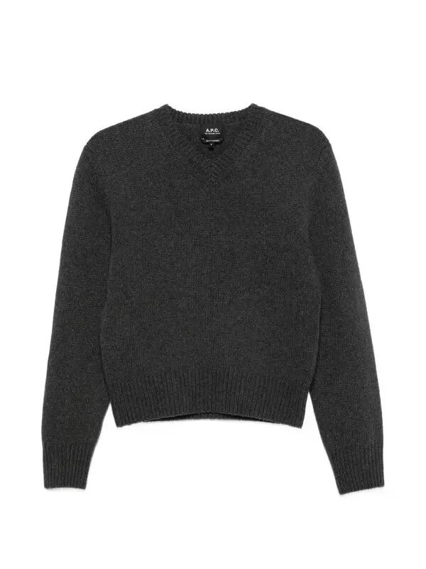 A.p.c. V-neck Ribbed Sweater - Grey